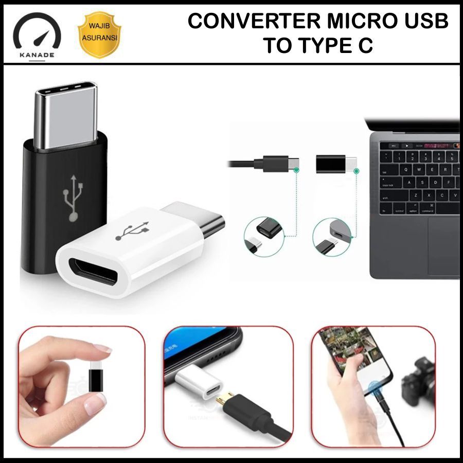 Jual Converter micro usb to type C Adapter konektor kabel charger v8 ke ...