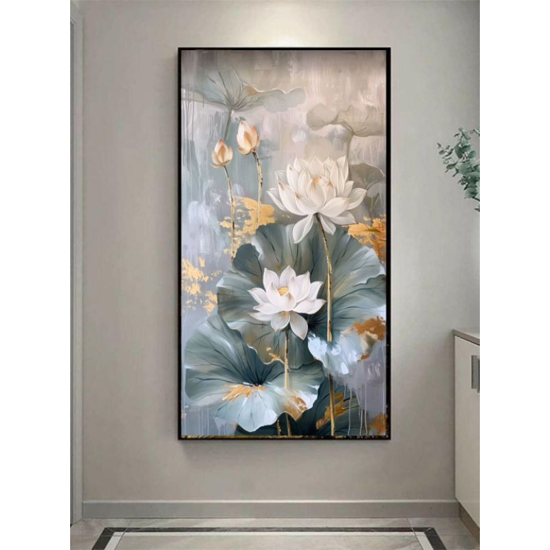 Jual lukisan bunga teratai lotus aestetic hiasan dinding Asli lukisan ...