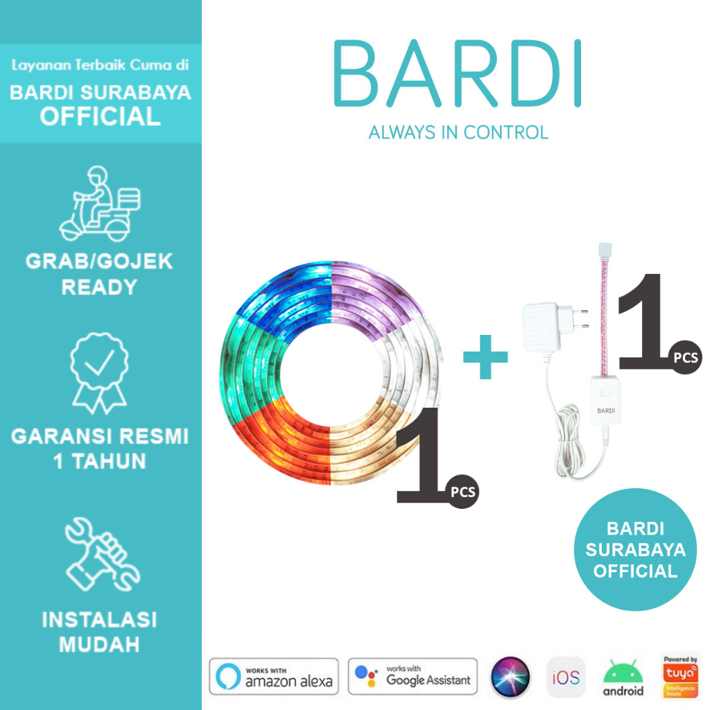 Jual BARDI Bundling [1 PCS] Lampu LED Strip RGBWW 2m & Adaptor 1A Wifi ...