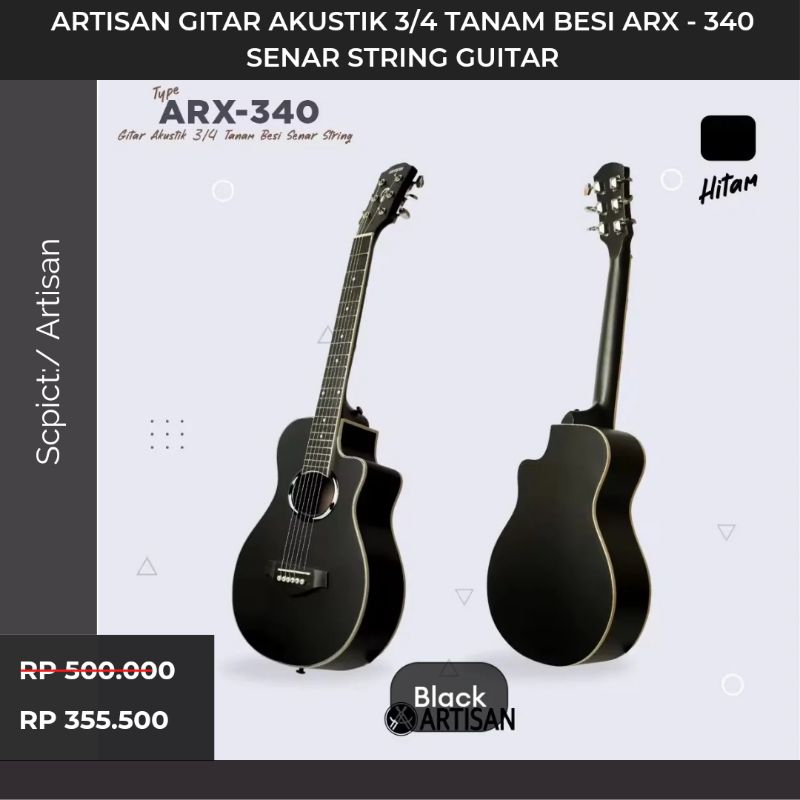 Jual Promo ARTISAN Gitar Akustik 3/4 Tanam Besi ARX - 340 Senar String ...