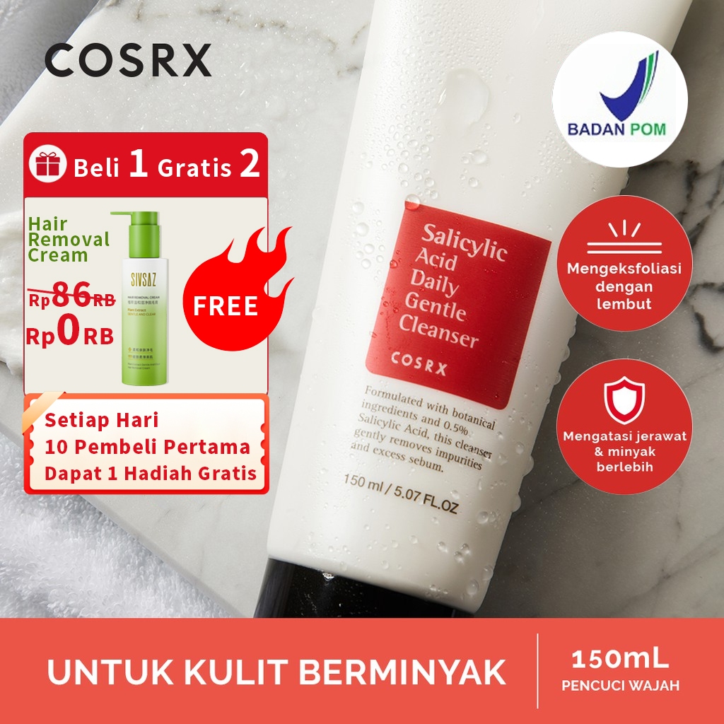 Jual COSRX facial wash Salicylic Acid Daily Gentle Cleanser 150ml sabun ...