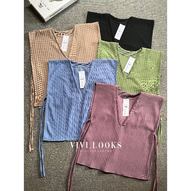 Jual VIVILOOKS-VEST KNIT RAJUT PREMIUM MODERN V NECK TALI SAMPING ROMPI ...