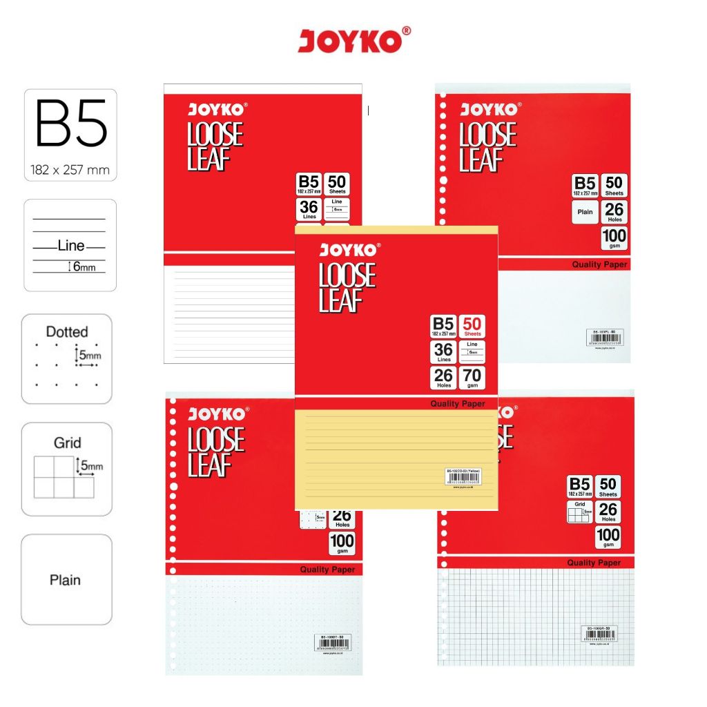 Jual Loose Leaf Joyko B5 50 ~ 100 Lembar ( Isi Kertas File Binder ) | Shopee Indonesia