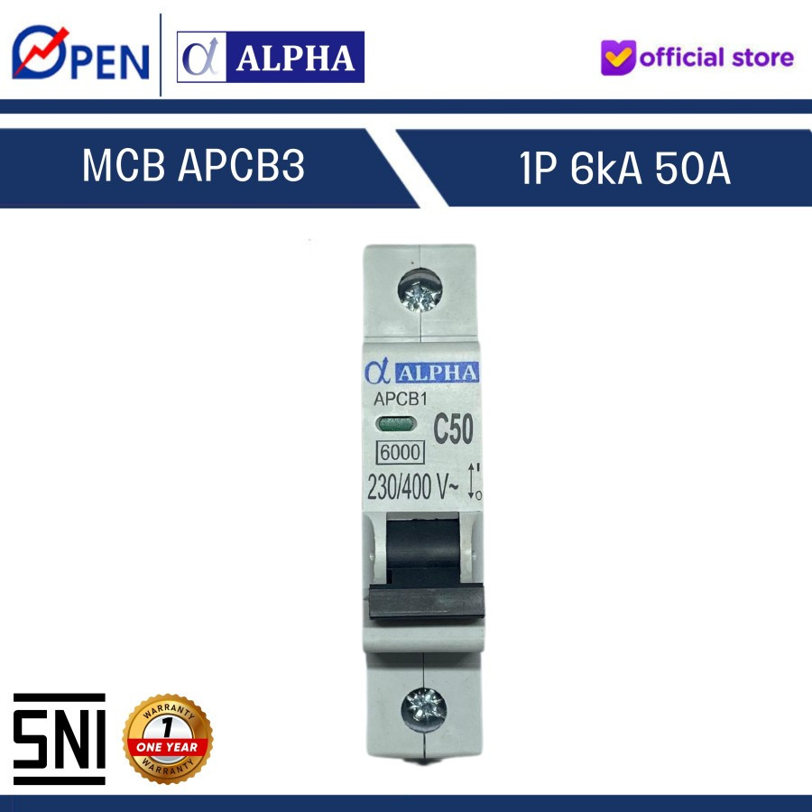Jual MCB 1P 6KA 50A Brand Alpha | Shopee Indonesia
