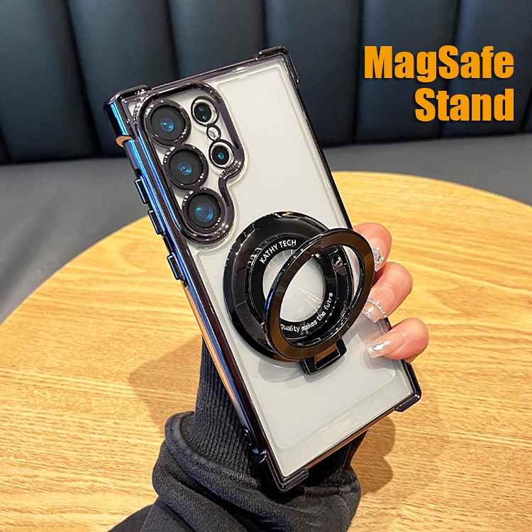 Jual CrashStar With Lens Films MagSafe Stand Airbag Anti-fall Plating Hard Phone Case For ...