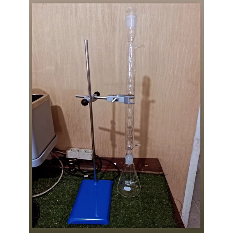 Jual destilasi reflux with erlenmeyer 500 ml pyrex + tiang statip ...