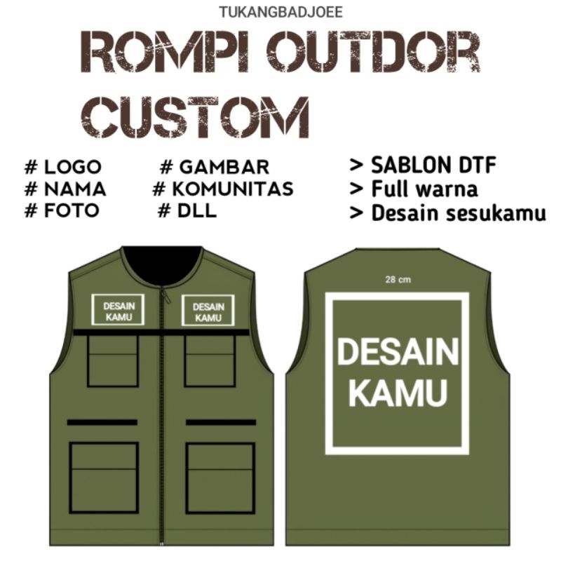 Jual ROMPI TACTICAL/ROMPI MULTI FUNGSI/COSTUM NAMA/LOGO M L XL XXL 3XL ...
