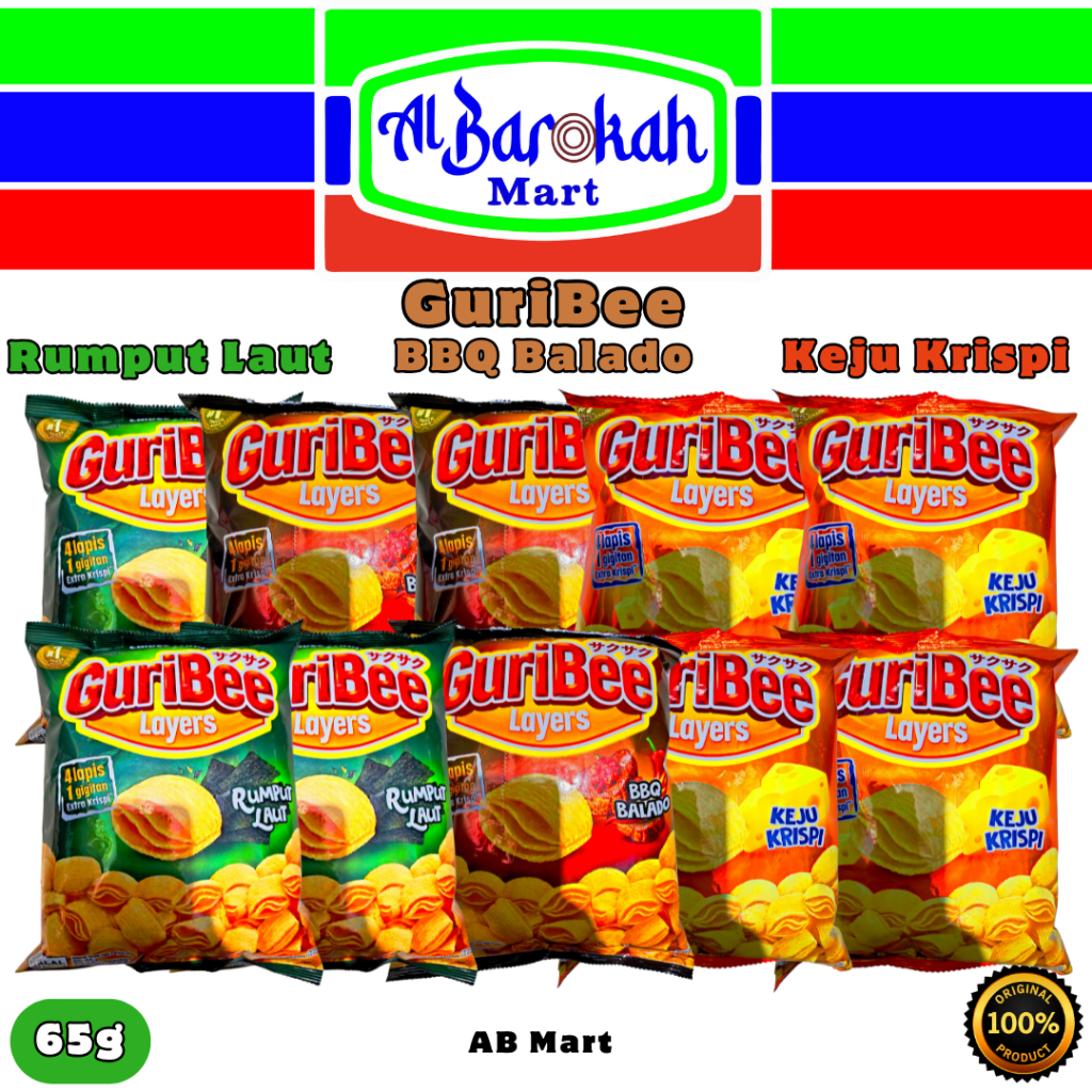 Jual GuriBee BBQ Balado 65g | GuriBee Keju Krispi 65g | GuriBee Rumput ...