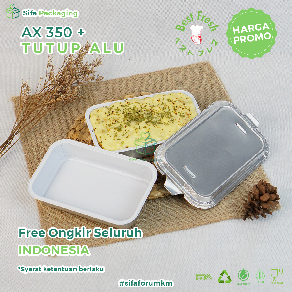 Jual Alumunium Foil Tray Cup AX 350 + Tutup Macaroni Schotel Pastel Tutup Lasagna Mentai Rice ...