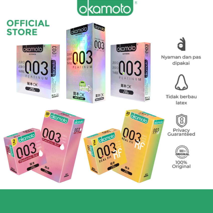 Jual Kondom Premium Jepang Okamoto 003 Platinum / Real Fit / Aloe / Hyaluronic | Shopee Indonesia
