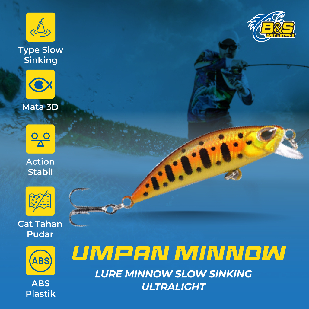 Jual Umpan pancing Lure Minnow Slow Sinking 5G/5,5cm lure Minnow ...
