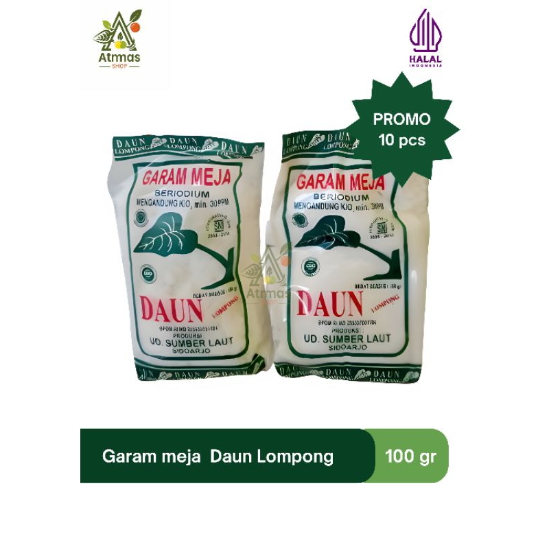 Jual Garam Meja DAUN lompong 100gr (isi 10) - hemat, praktis, ekonomis ...