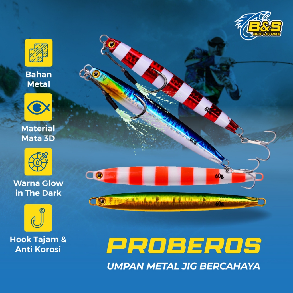 Jual PROBEROS Umpan Pancing Metal Jig 10-60G Bercahaya MJ023 | Shopee ...