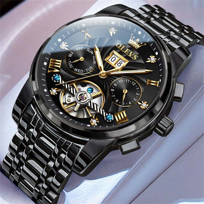 Jual OLEVS Jam Tangan Automatic Pria Anti Air Stainless Steel Original ...