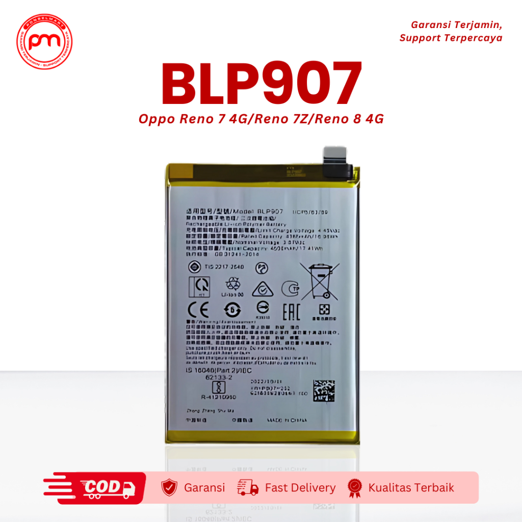 Jual Battery Oppo BLP907 Reno 7 4G Reno 7Z Reno 8 4G Original Quality ...
