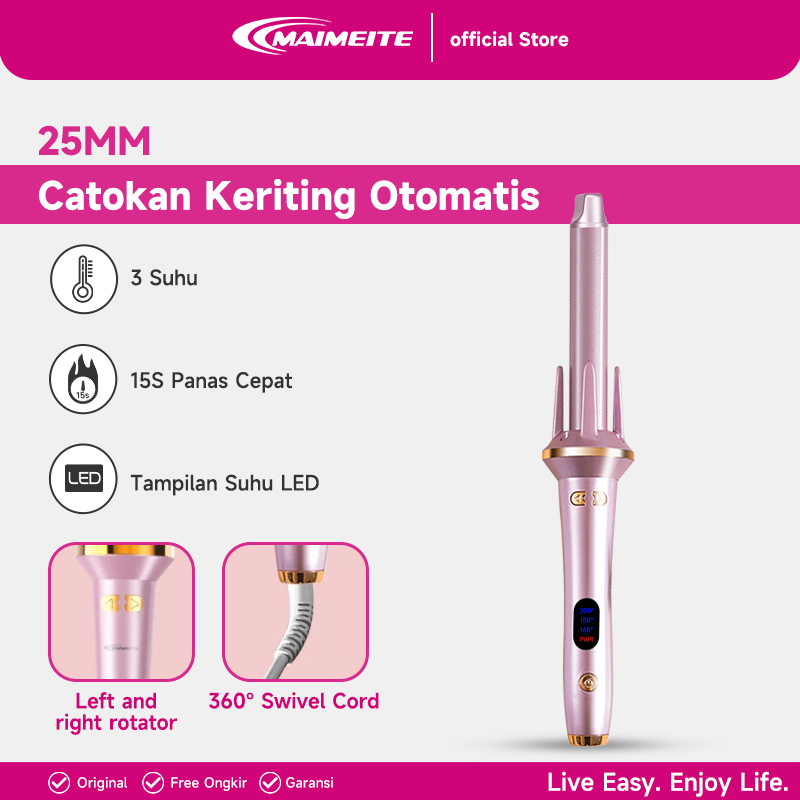 Jual MAIMEITE Catokan Curly Otomatis 25mm Catokan Keriting Rambut Otomatis Ceramics Curly ...