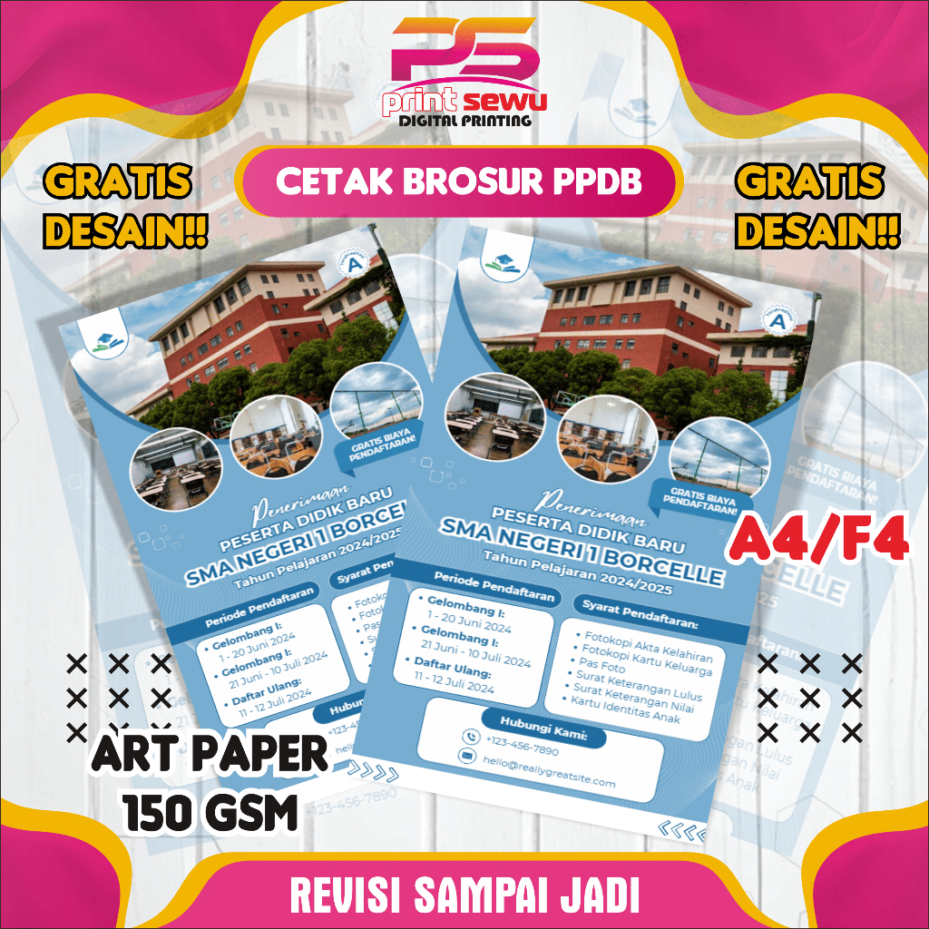 Jual CETAK BROSUR PPDB | GRATIS DESAIN | ARTPAPER 150 GSM | REVISI ...