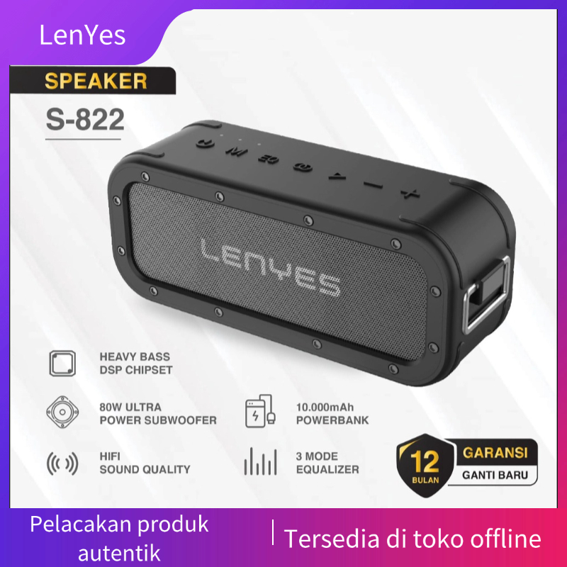 Jual LENYES S822 80W Ultra Bass Speaker Wireless Bluetooth 5.0 DSP Hifi ...