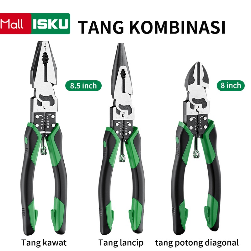 Jual ISKU Tang Kombinasi 8.5 inch Tang Potong 8 inch Dan Tang Lancip 8. ...