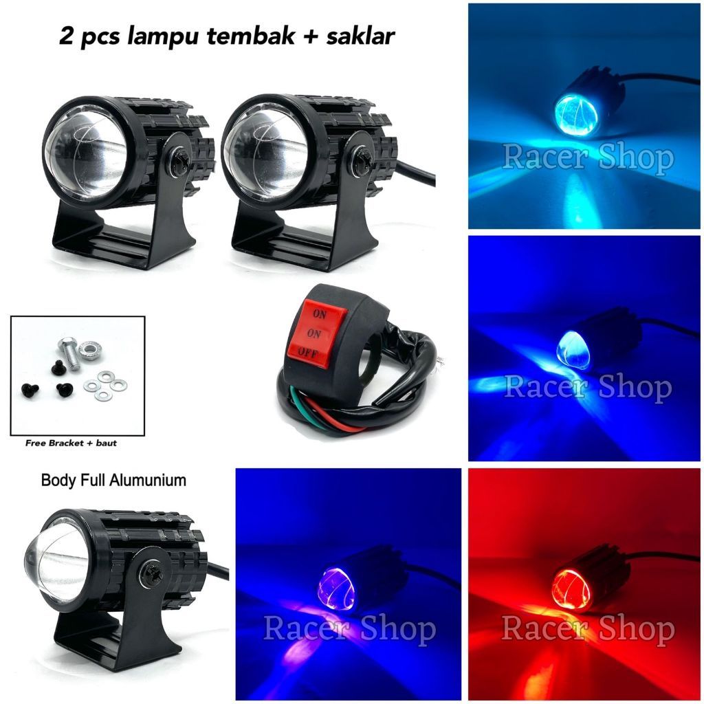 Jual PROMO Lampu Tembak12~80Volt Laser Led Mini 2 Warna - Lampu Tembak ...