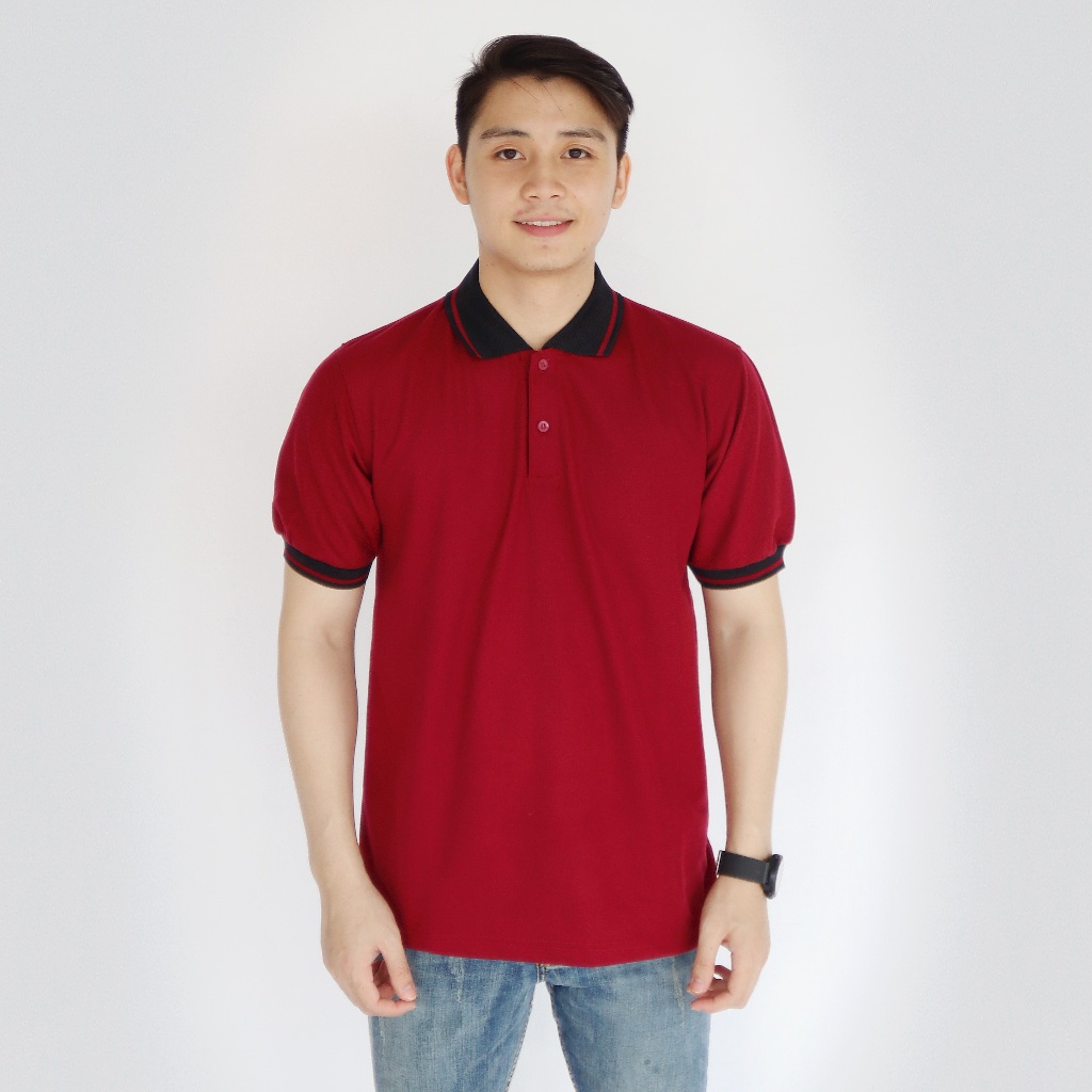 Jual Kaos Polos - Polo Shirt Polos Merah Tua Kerah Pria / Kaos Polo ...