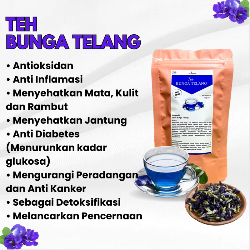 Jual TEH BUNGA TELANG / BUNGA TELANG KERING / TEH BUNGA TELANG / TEH ...