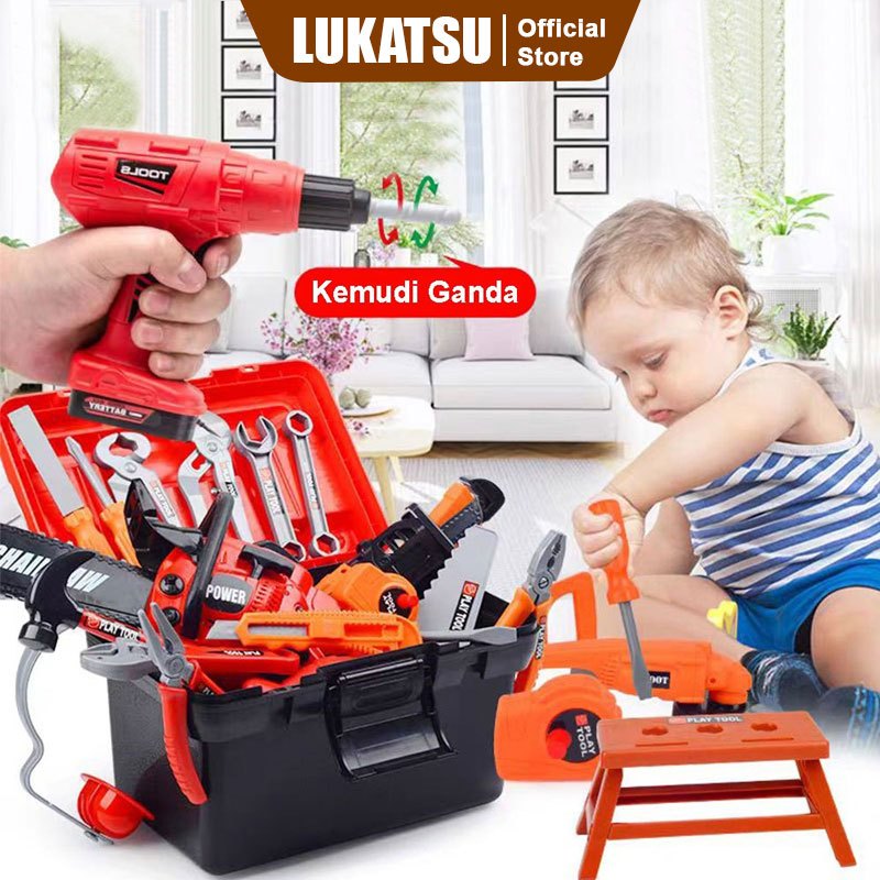 Jual LUKATSU 68PCS Mainan Toolbox Kit Simulation Bor Listrik Kit ...