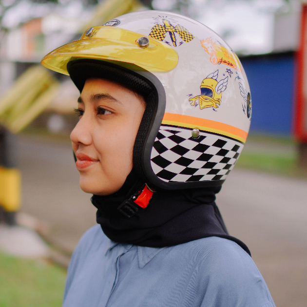Jual Helm Bogo Retro Motif Piston Speed Custom Helem Pria Wanita Hijab ...