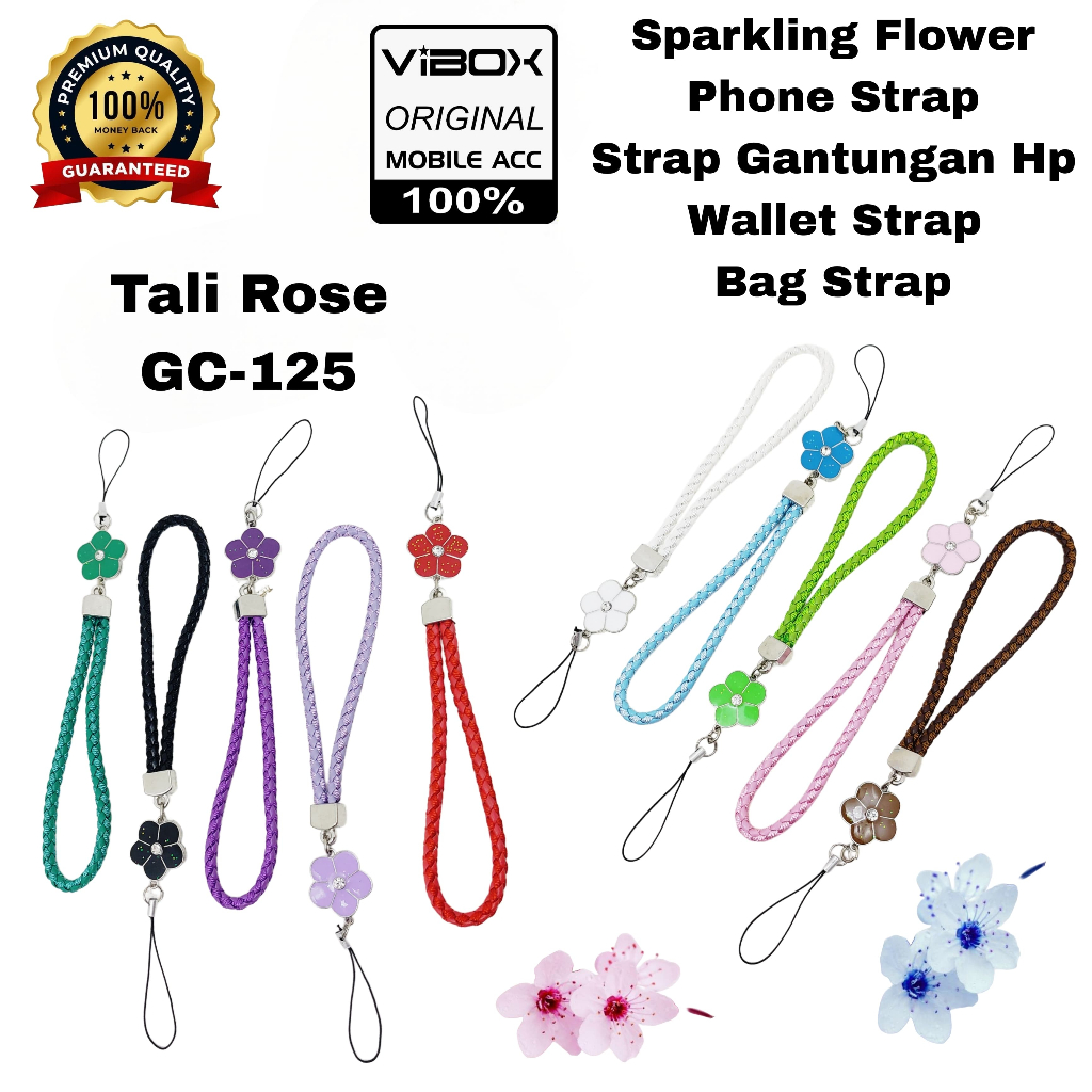 Jual VS - Vibox Tali Case Hp Rose Premium Colour Motif Bunga Key Chain Fashion Aesthetic Liontin ...