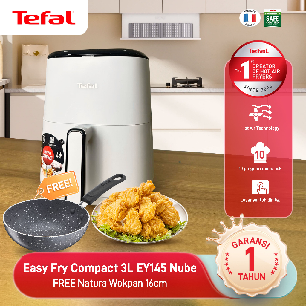 Jual [FREE Frypan] Tefal Air Fryer Easy Fry Compact 3L EY145 / Penggorengan Tanpa Minyak ...