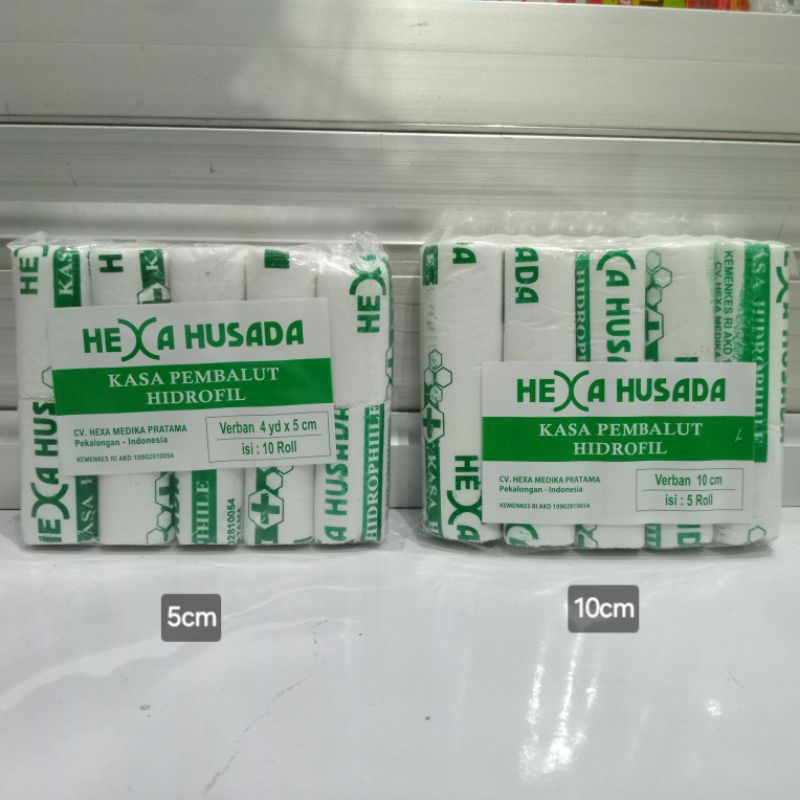 Jual HEXA Husada Kasa Pembalut Hidrofil - Perban gulung luka 5 / 10 cm ...