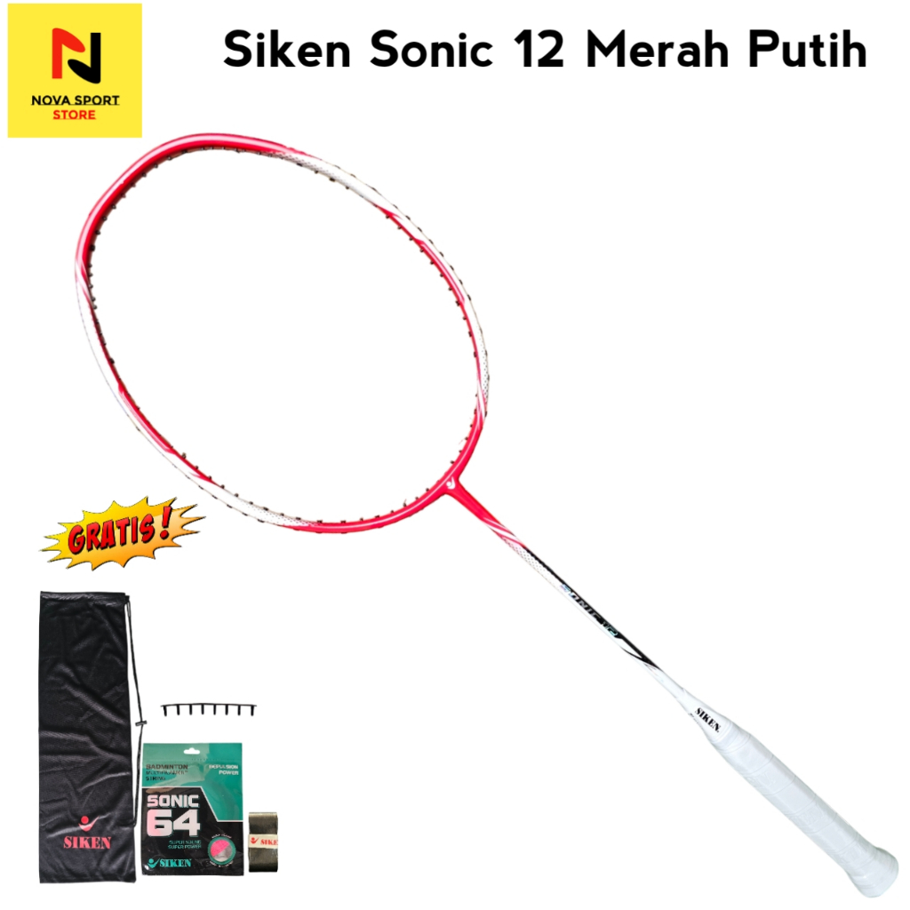 Jual Siken Raket Badminton Sonic 12 Merah Putih | Shopee Indonesia