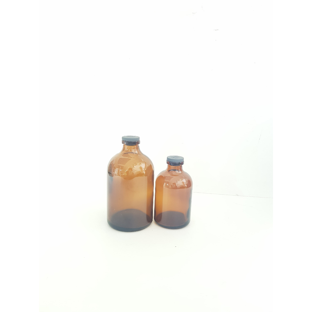 Jual Botol Vial Kaca Coklat 50ml dan 100ml / Botol Vial Tutup Silikon ...