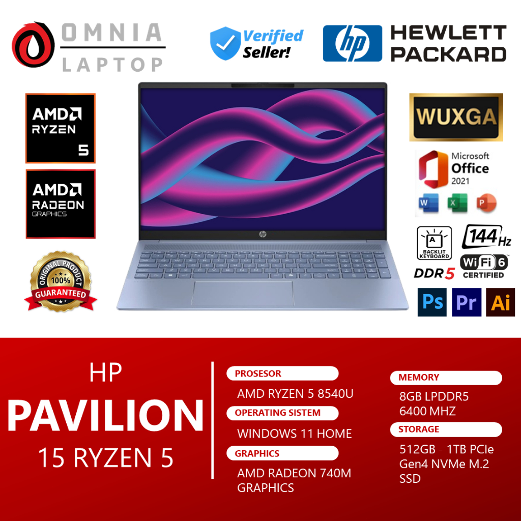 Jual Laptop Gaming Hp Pavilion 16 AMD Ryzen 5 8540U 8GB 1TB SSD WUXGA Windows 11 Original ...