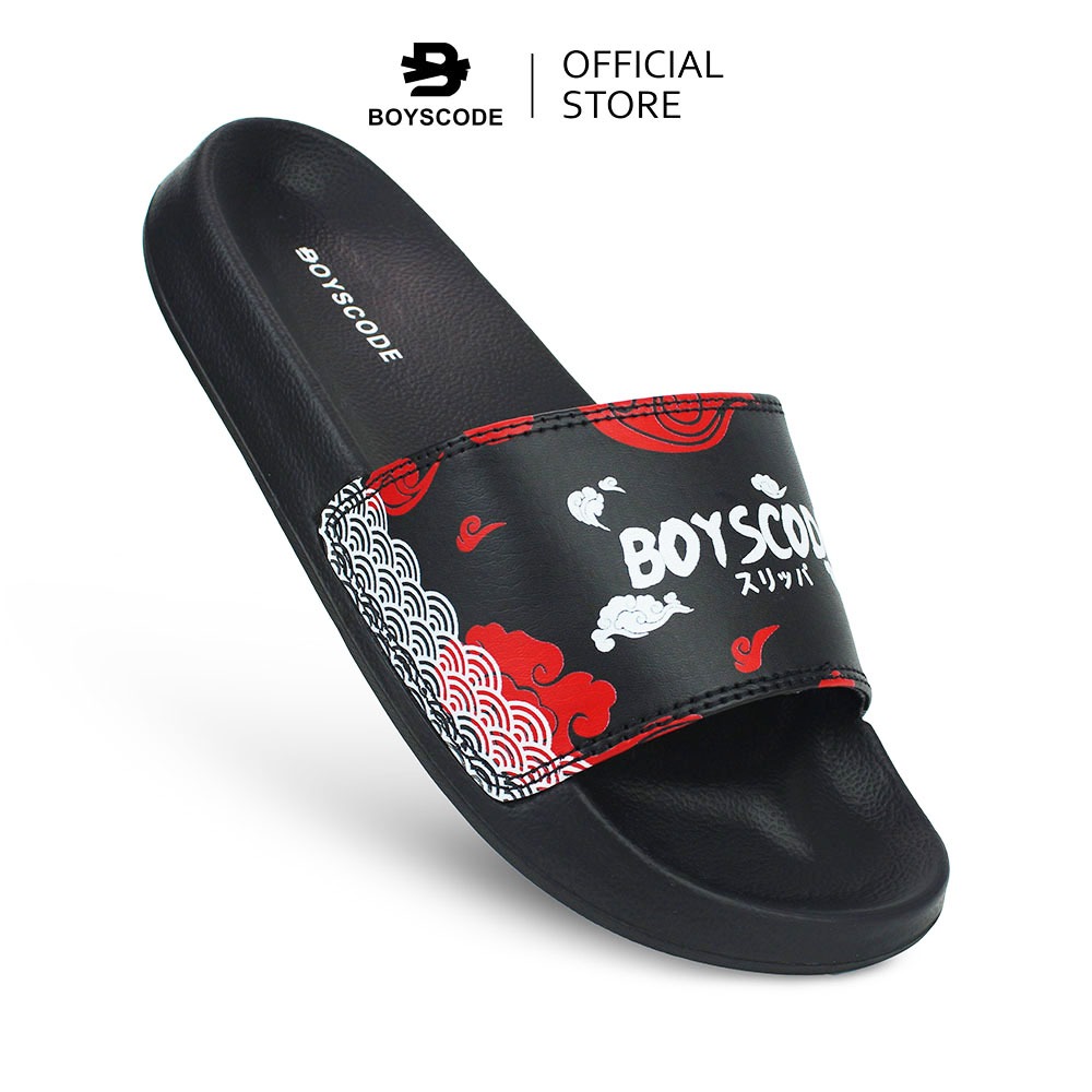 Jual BOYSCODE Sendal Selop Pria Original Footwear Akatsuki Cloud Hitam ...