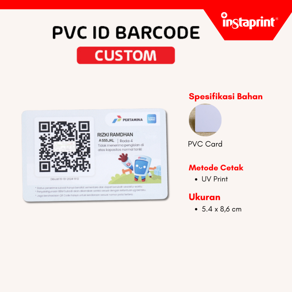 Jual Cetak kartu print uv my pertamina bahan Pvc tebal / cetak barcode pertamina /custom foto ...