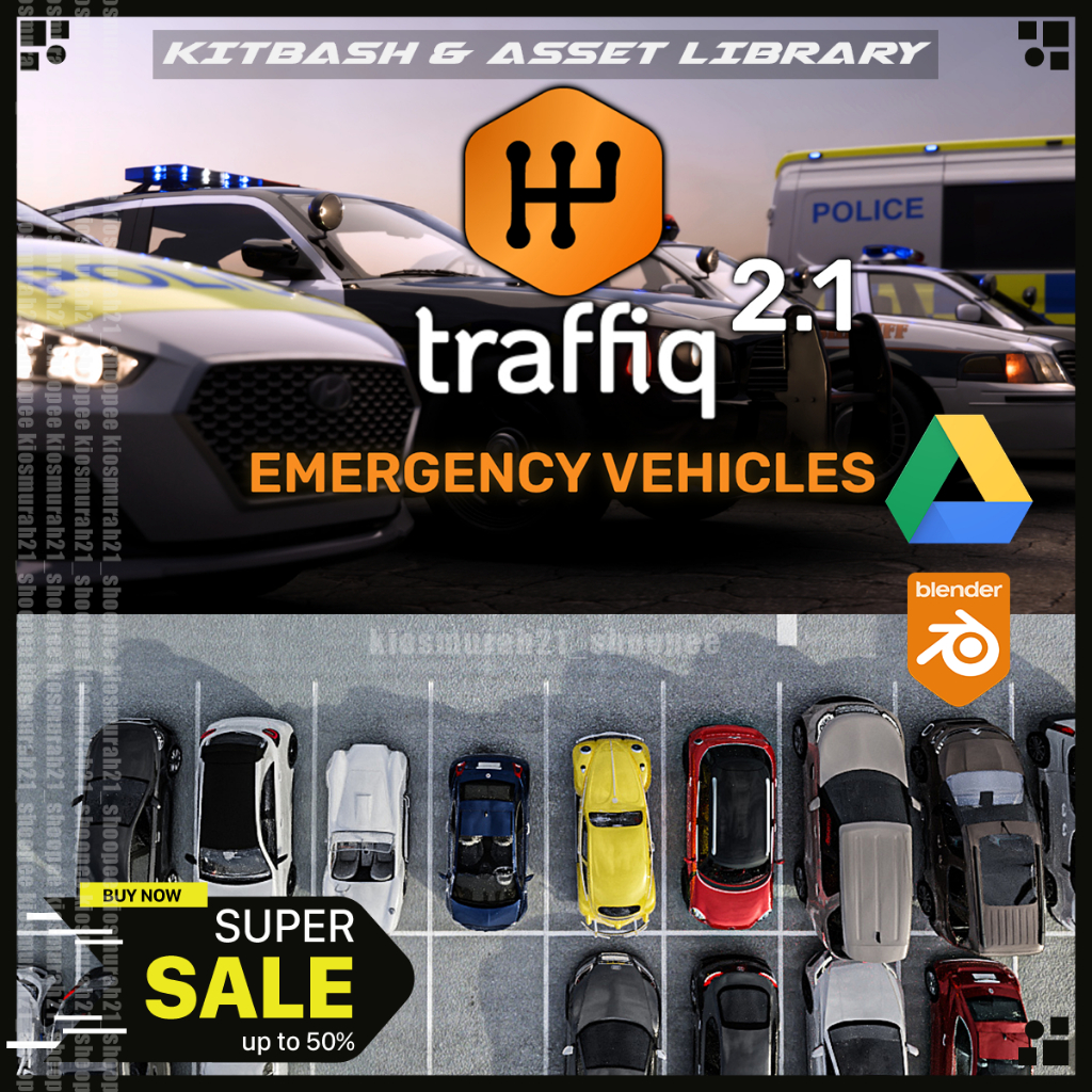 Jual Car Library - Traffiq Car Models Kitbash 3D Blender 3D Model Asset ...