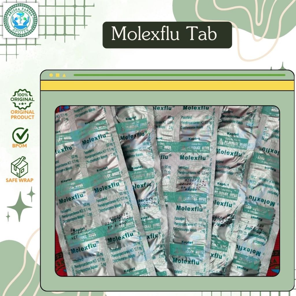 Jual Molexflu Tab per strip / flu / batuk pilek demam | Shopee Indonesia