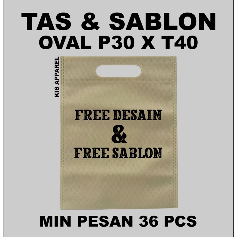 Jual Tas Oval 30 x 40 goodie bag spunbond custom sablon murah | Shopee ...