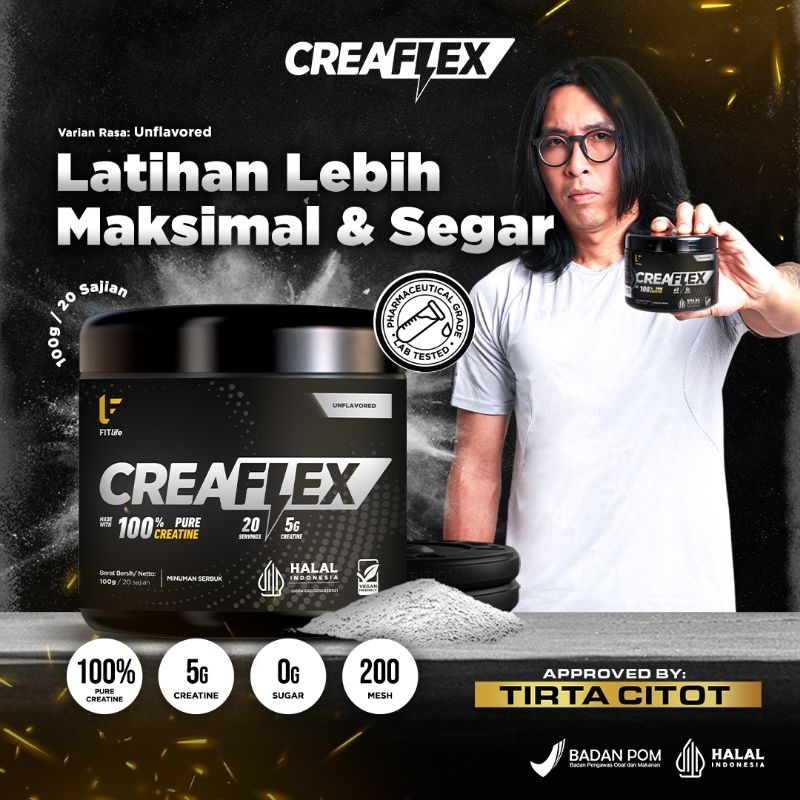 Jual Fitlife Creaflex Creatine Monohydrate 100 Gram Suplemen Otot ...