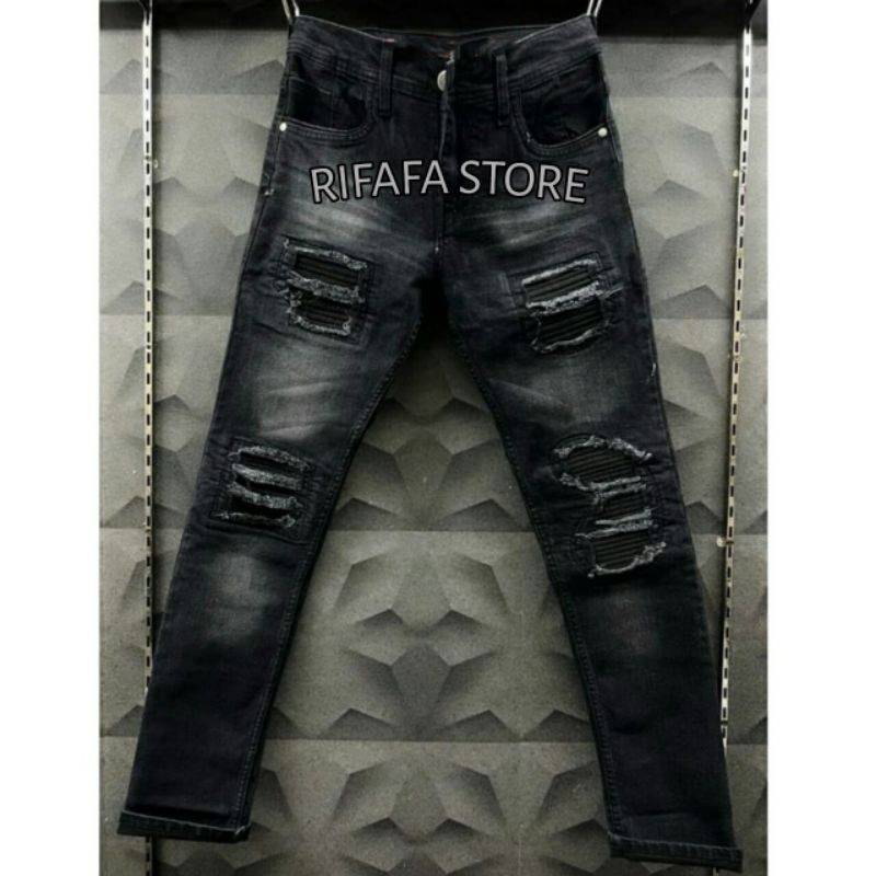 Jual CELANA JEANS SOBEK PRIA BIKERS | NEW ARRIVAL BLACK SKIN PREMIUM ...