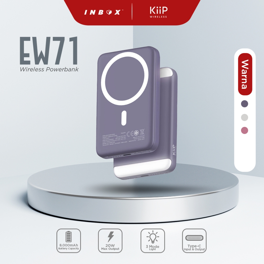 Jual KiiP Wireless EW71 Powerbank Dual Magnetic Fill Light Fast Charge ...