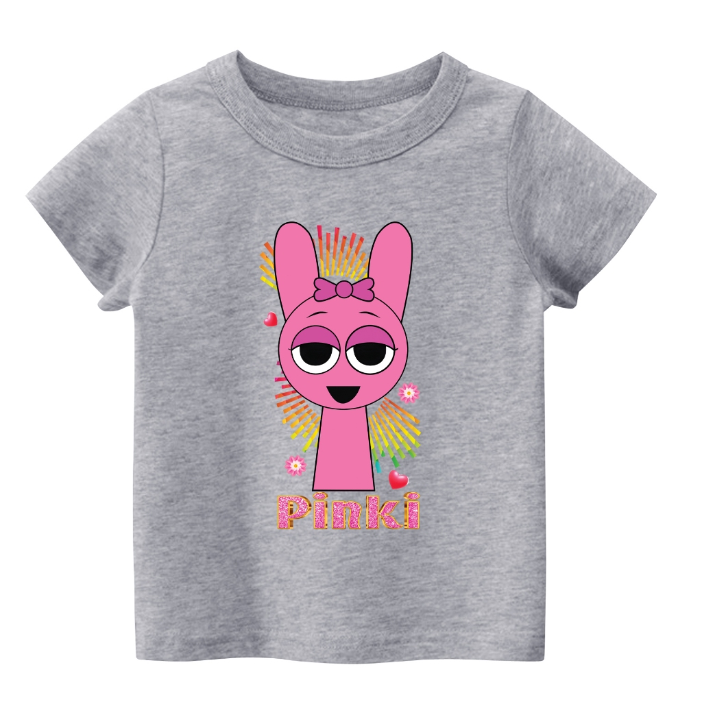 Jual Baju Kaos Atasan Lengan Pendek Anak-Anak SPRUNKI PINKI Usia 1-11 ...