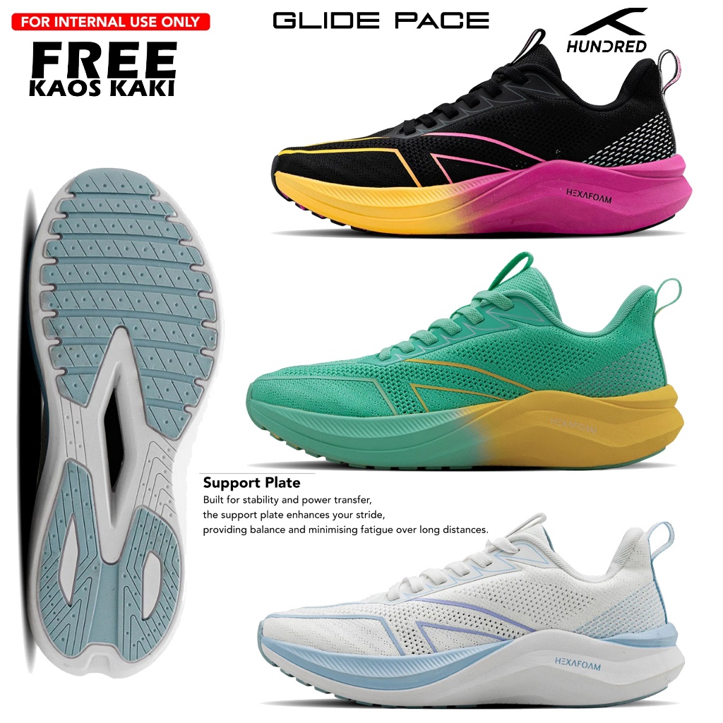 Jual Sepatu Running Hundred Glide Pace Support Plate Original Sepatu ...