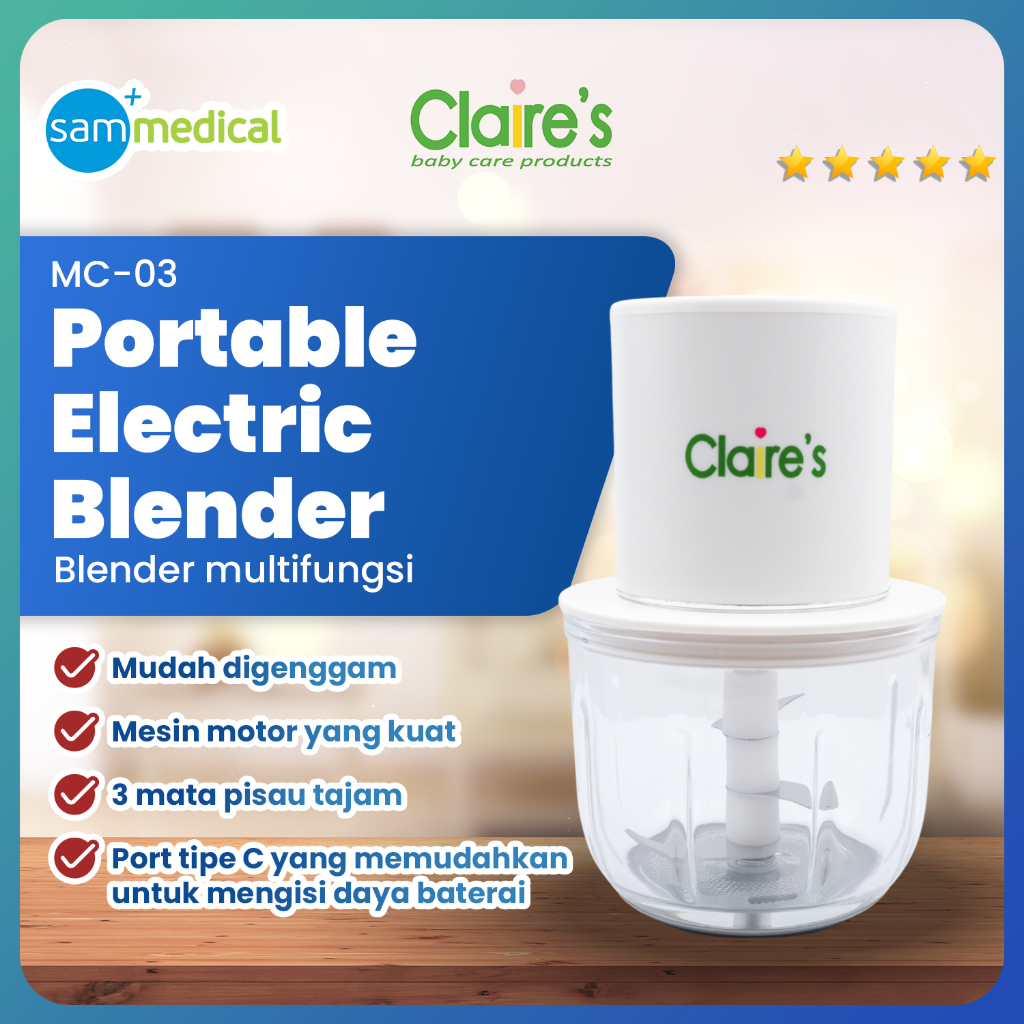 Jual Claire's Blender Makanan Bayi / Portable Electric Blender MC 03 ...