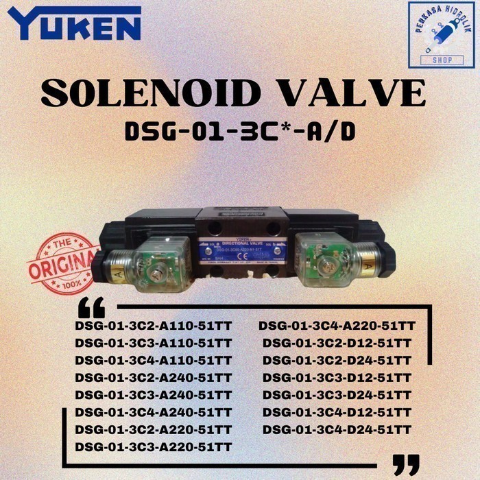 Jual YUKEN SOLENOID VALVE DSG-01-3C*-A/D TYPE DSG-01-3C2-D24-51TT ...