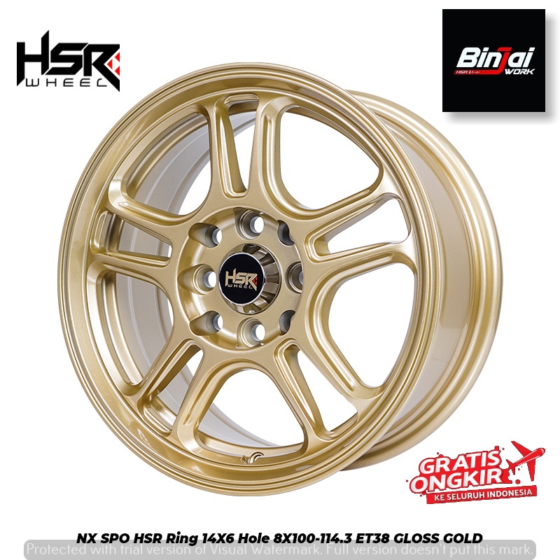 Jual velg mobil hsr nx spo r14 hole 4x100-114,3 glossy gold cocok untuk ayla agya sigra avanza ...