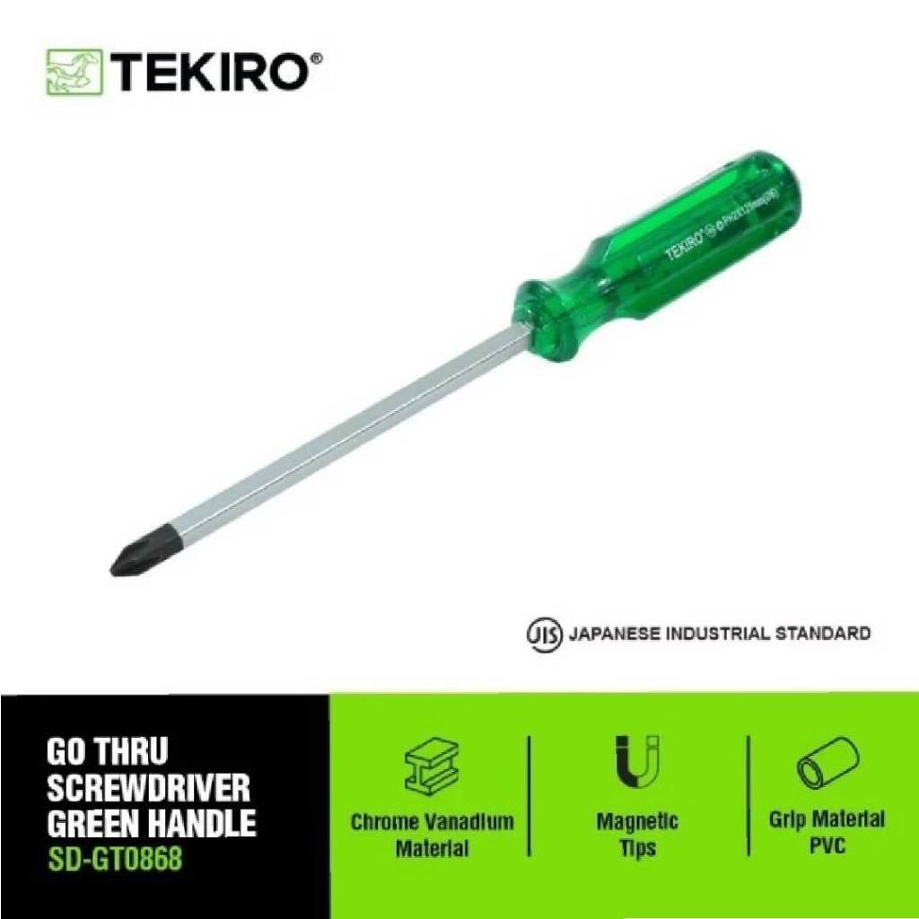 Jual Tekiro obeng ketok tembus hijau go thru screwdriver green handle ...