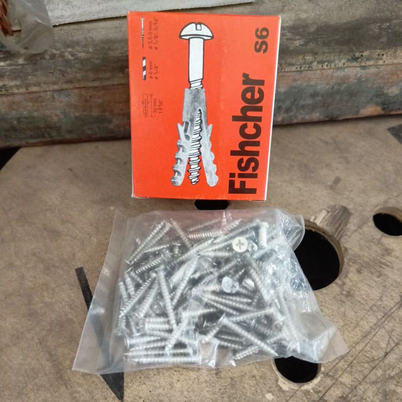 Jual fischer S-6 + sekrup nya masing² @100 pcs | Shopee Indonesia