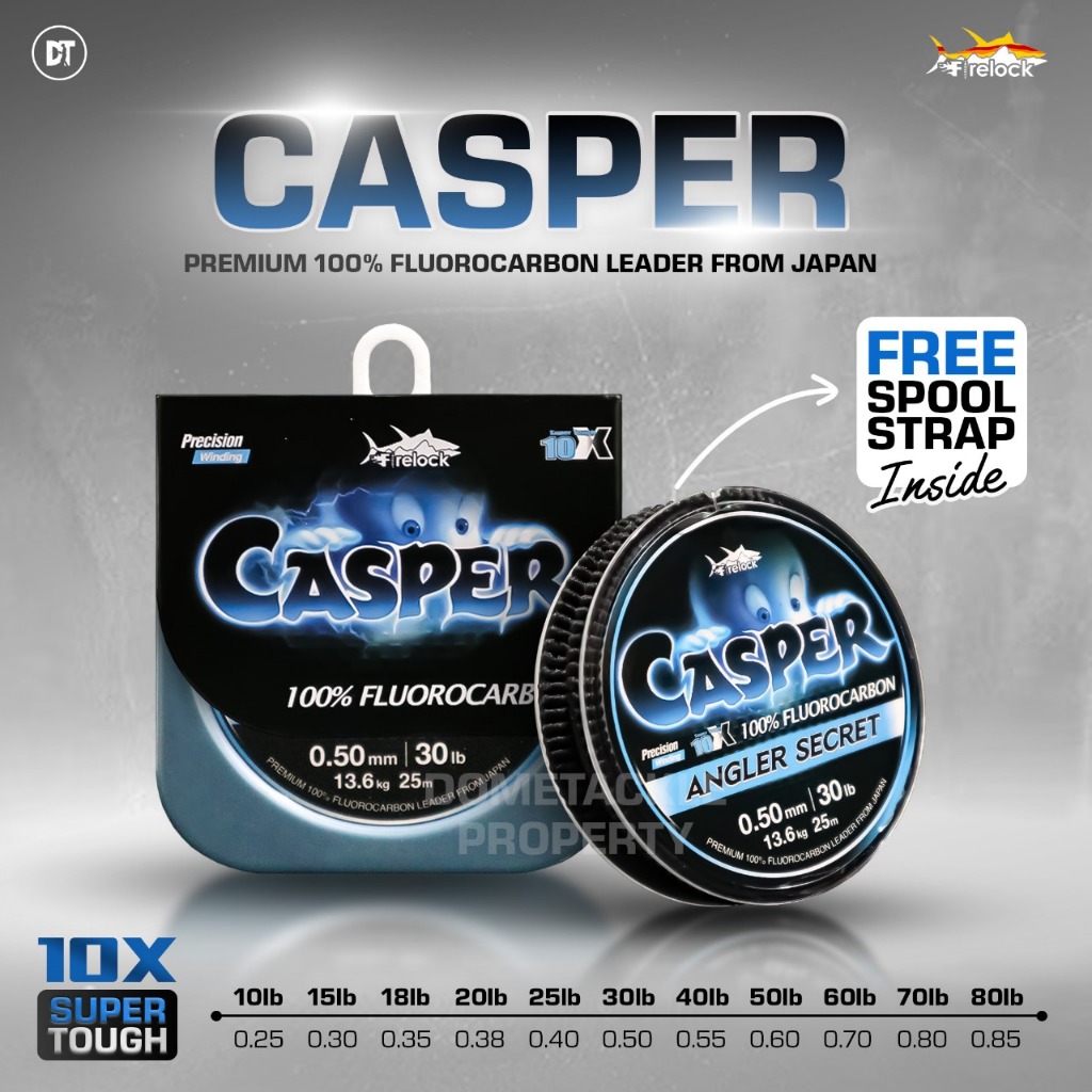 Jual Leader Casper Firelock 100% Premium Fluorocarbon | 25 Meter 50 Meter | 10 15 18 20 25 30 40 ...